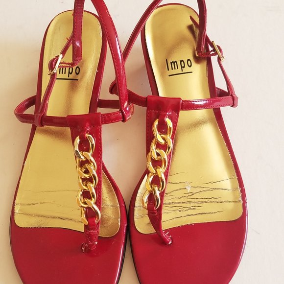 Impo | Shoes | Impo Rumor Red Faux Patent Leather Slingback Kitten Heel ...